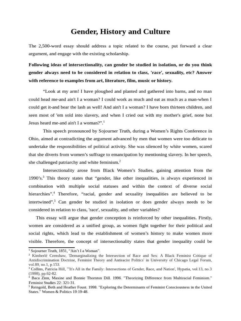 Final Essay Corrected Sarah Lefebvre | PDF | Intersectionality | Gender