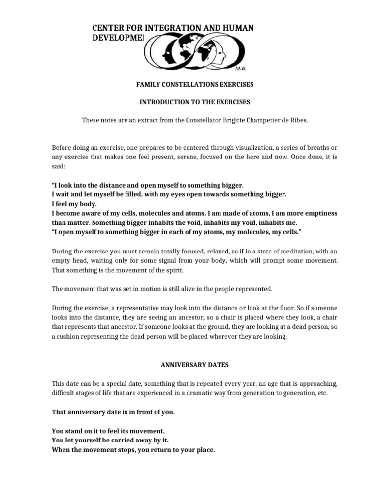 Family Constellation Exercises | PDF