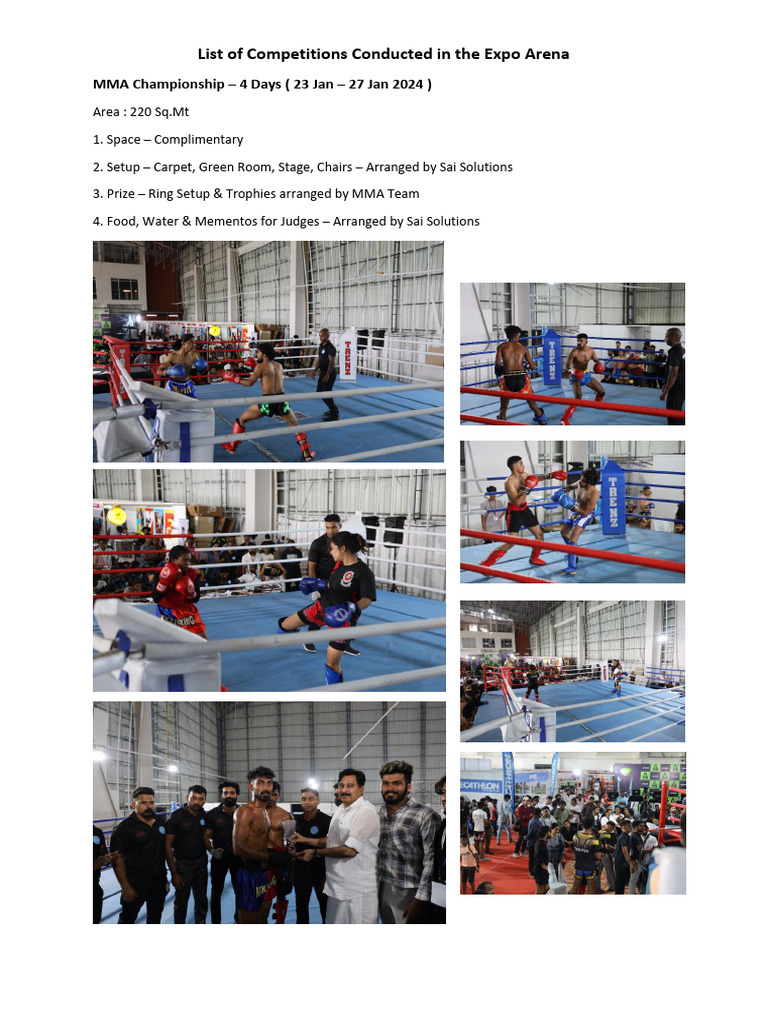 List of Competitions Conducted in The Expo Arena | PDF