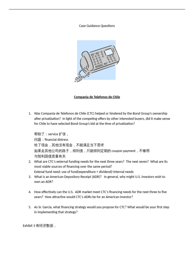 Telefonos de Chile Case Guidance Questions | PDF | American Depositary ...