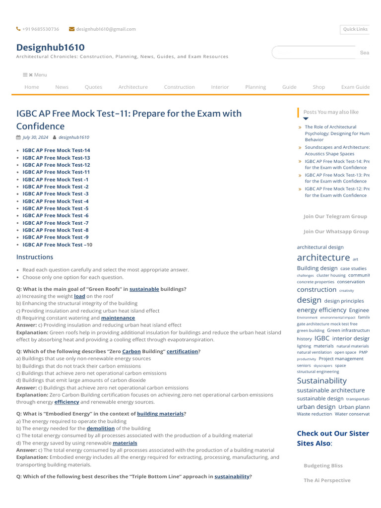 IGBC AP Free Mock Test-11 - Prepare For The Exam With Confidence | PDF ...