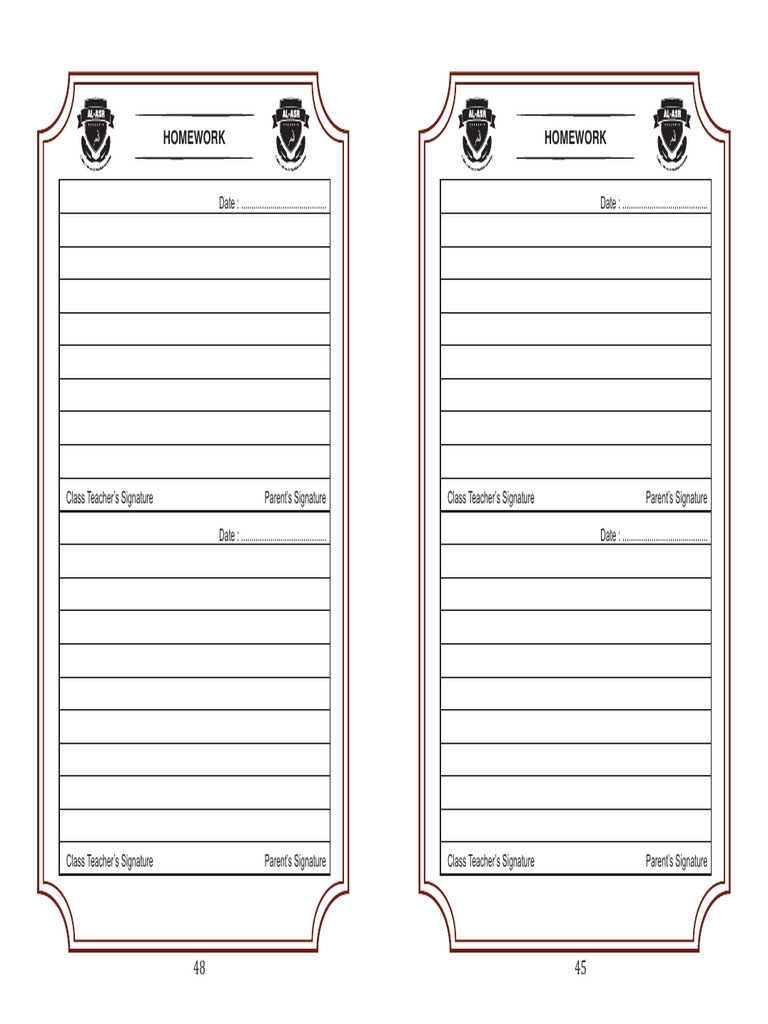Diary Booklet Format 2 (Homew..2 | PDF