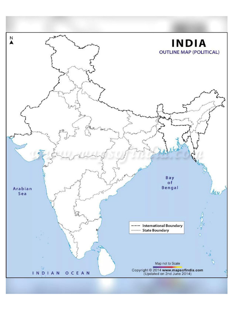 India Political Map Blank A4 Size | PDF