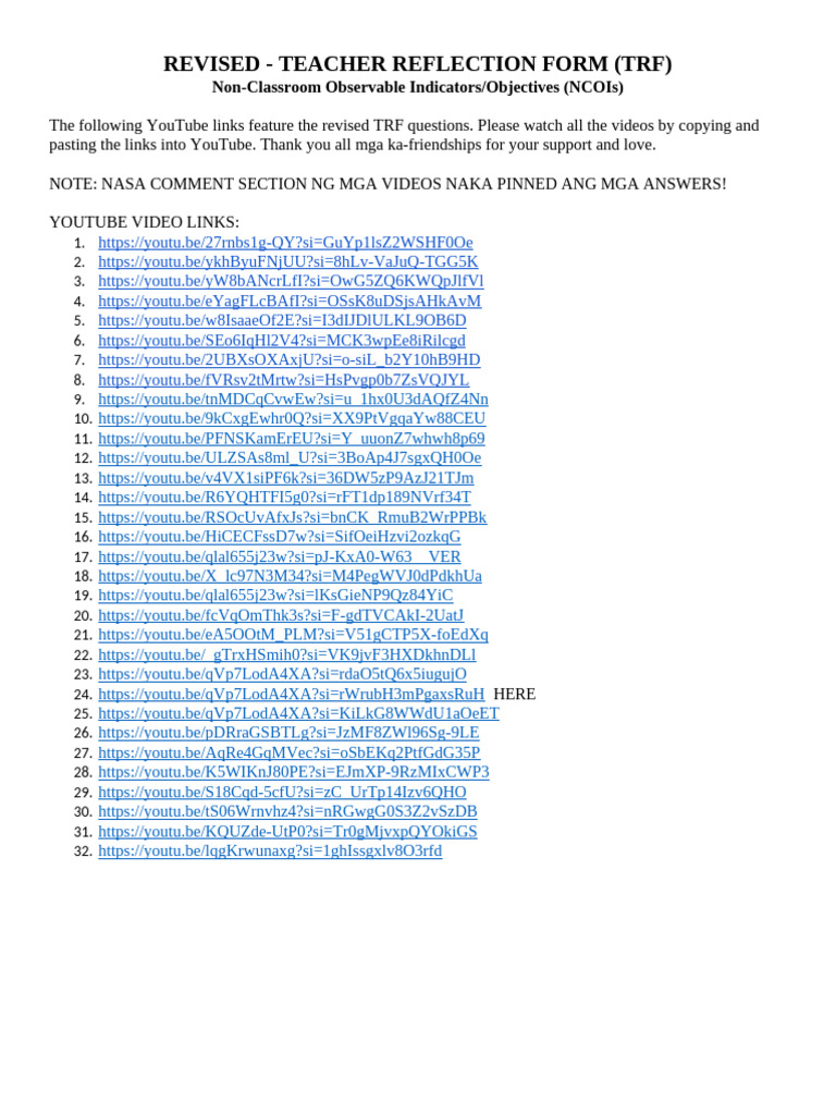 Revised TRF Questions | PDF