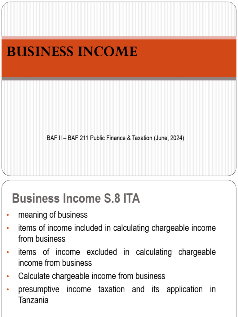 Business Income Taxation in Tanzania | PDF | Expense | Taxes