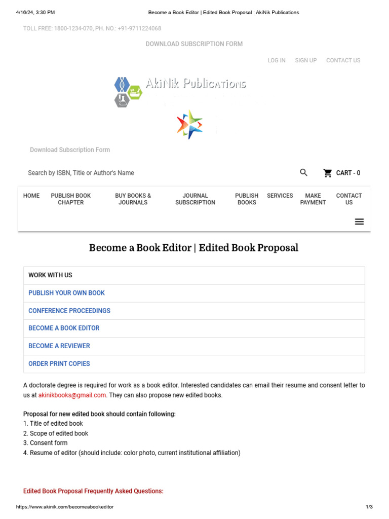 Become A Book Editor - Edited Book Proposal - AkiNik Publications | PDF ...