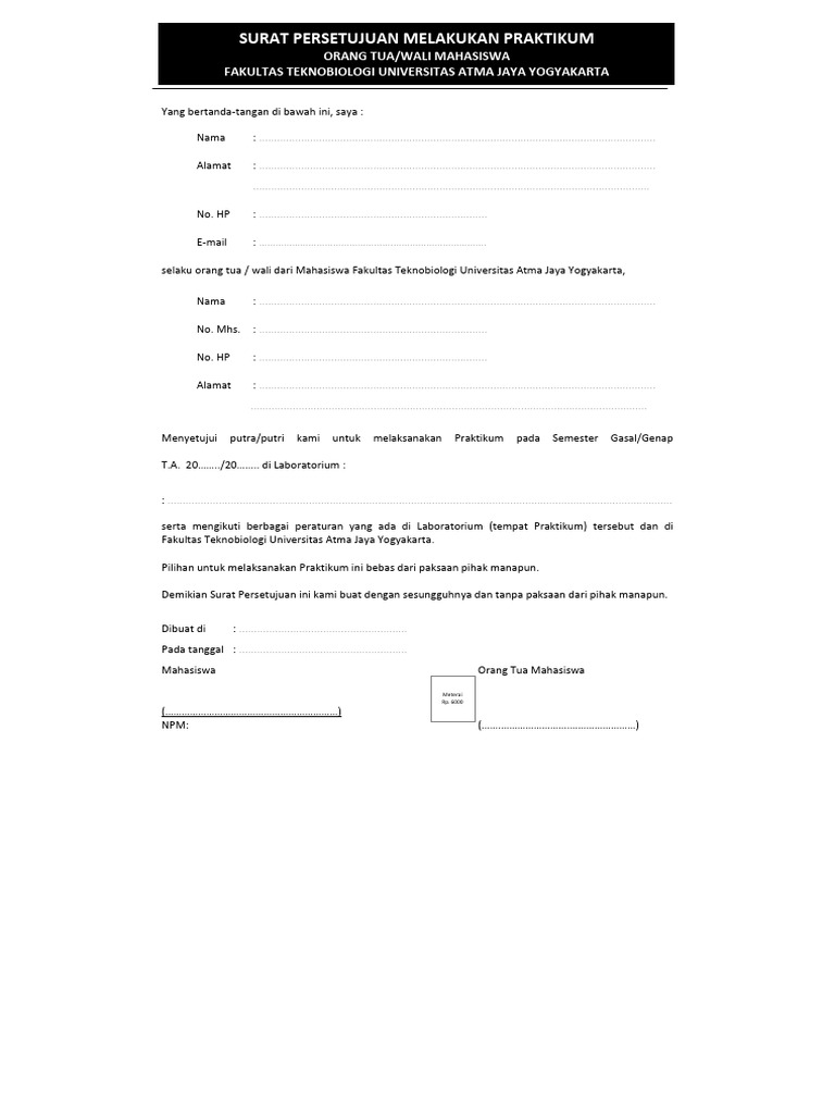 FORM-SURAT-PERSETUJUAN-ORTU-UNTUK-PRAKTIKUM (2) | PDF