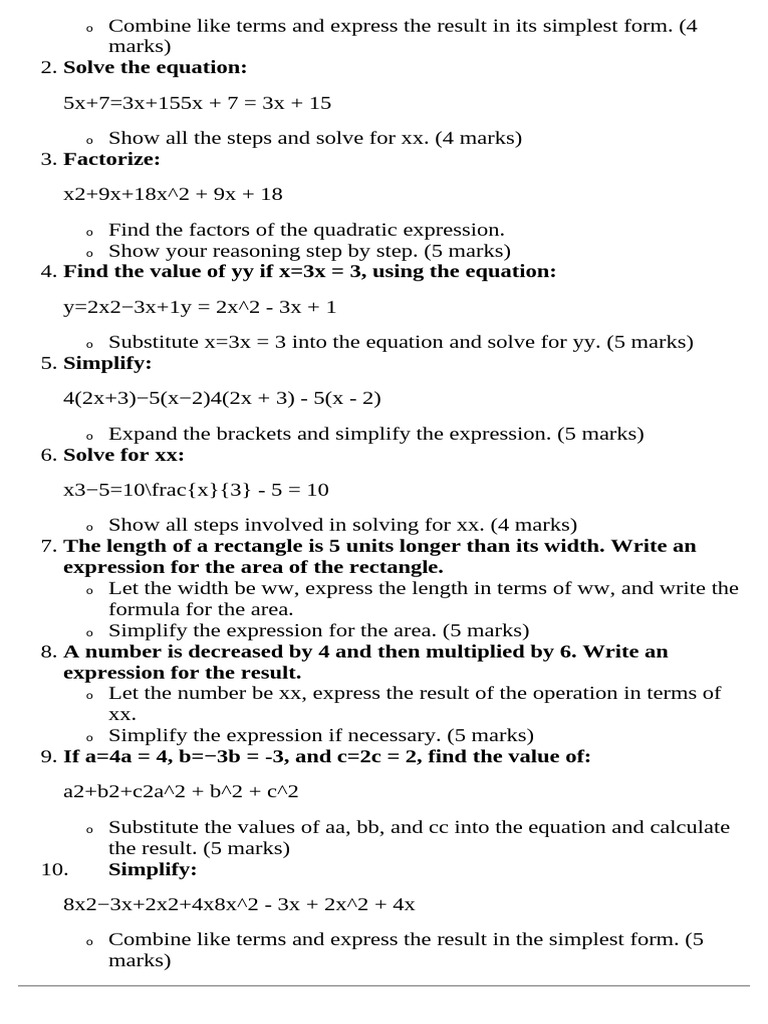 Combine Like Terms and Express The Result in Its Simplest Form | PDF