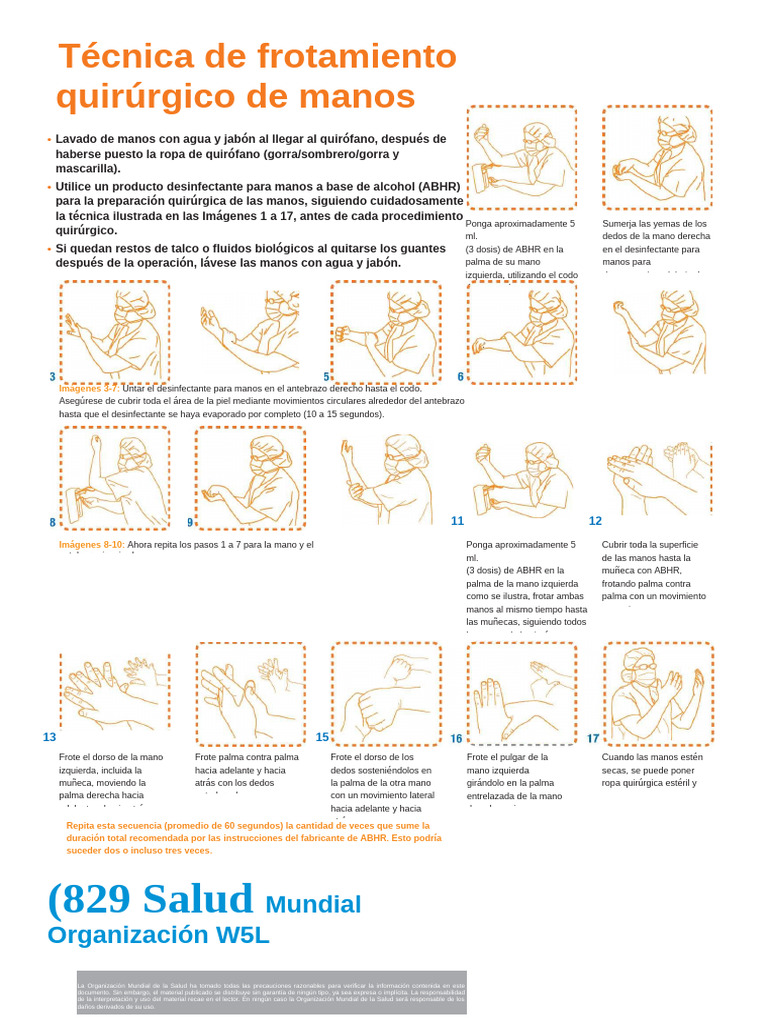 Técnica de lavado de manos quirúrgico | PDF | Mano | Lavado de manos