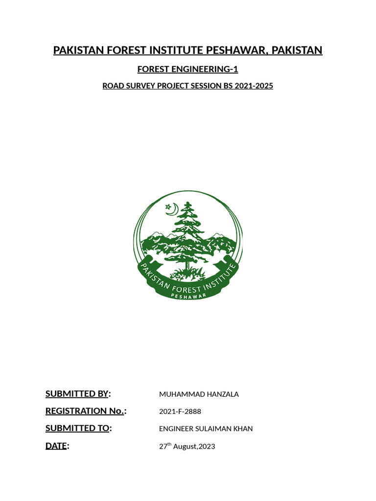 Road Survery Report by Muhammad Hanzala | PDF | Forests | Surveying
