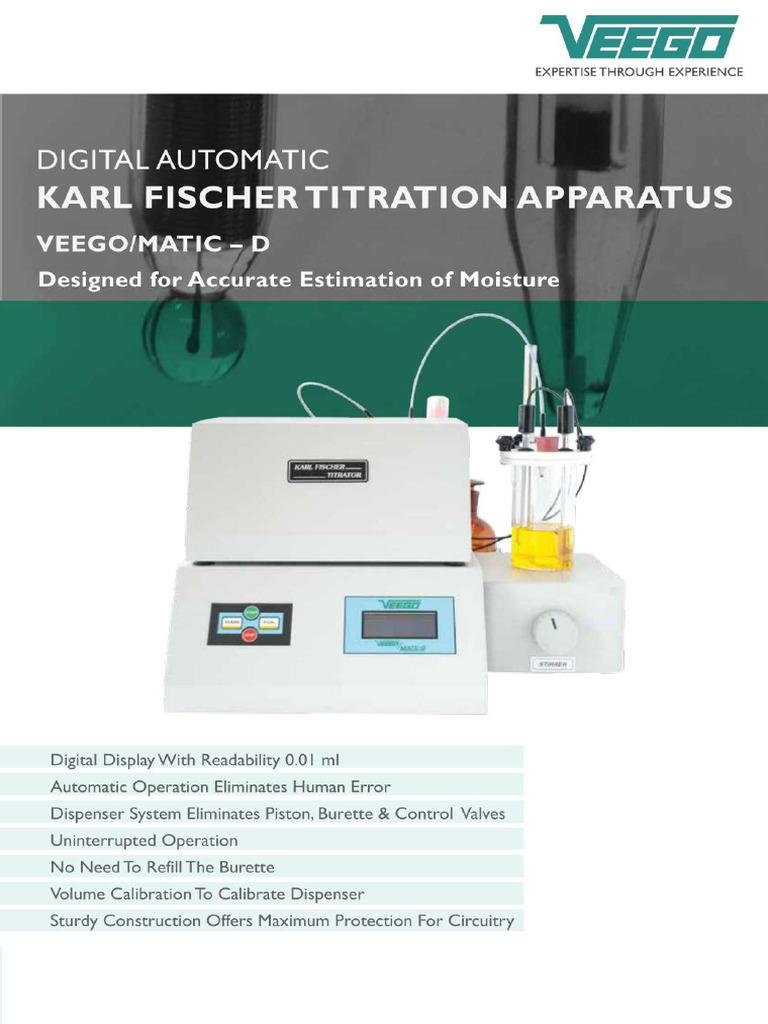 Veego Matic D Digital Automatic Karl Fischer Titrator | PDF