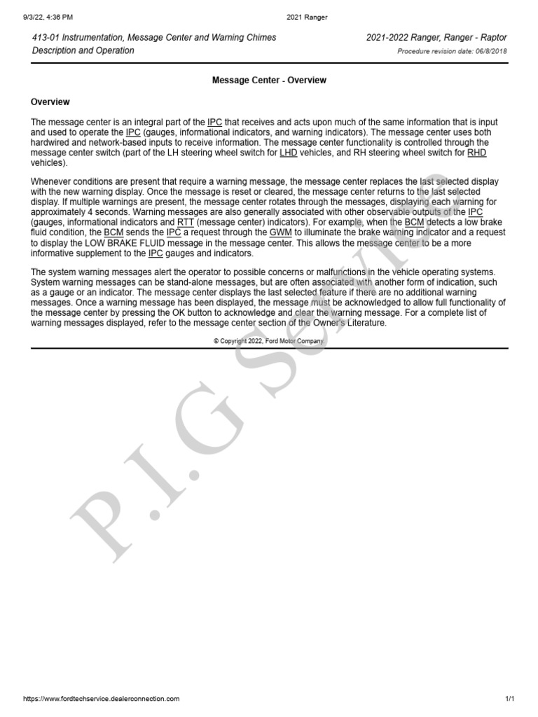 Message Center - Overview | PDF | Land Vehicles | Automotive Industry