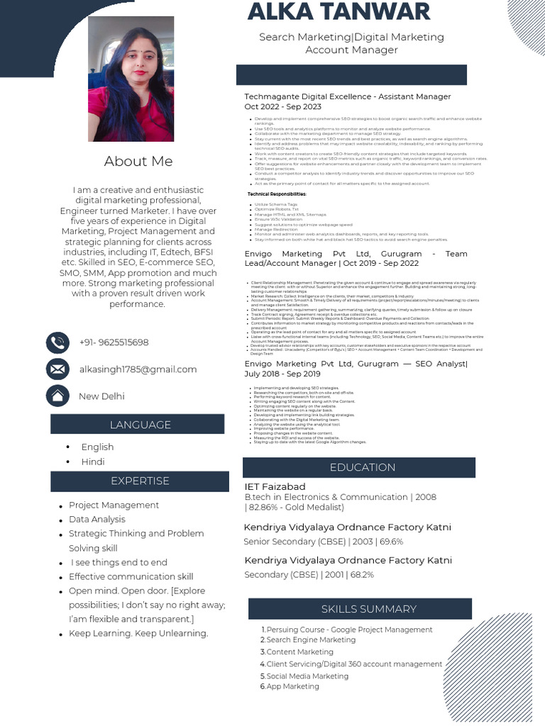 blue professional modern CV resume.pdf | PDF | Search Engine Optimization | Cyberspace