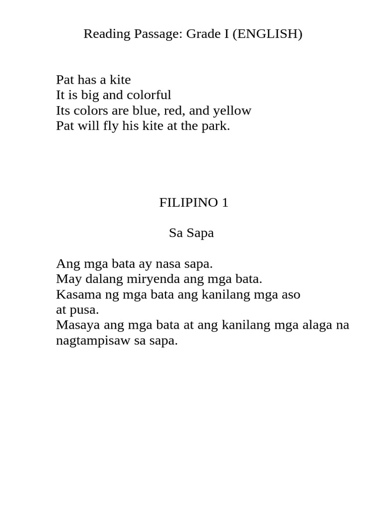 Grade-Level Reading Passages Assessment | PDF