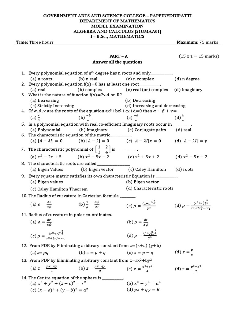 Algebra and Calculus 13.10.2023 | PDF | Partial Differential Equation ...
