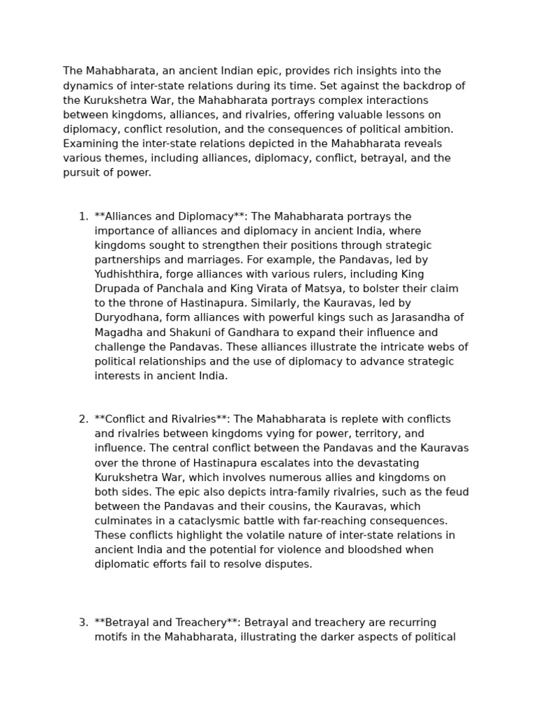 Inter State Relations | PDF | Mahabharata | Kurukshetra