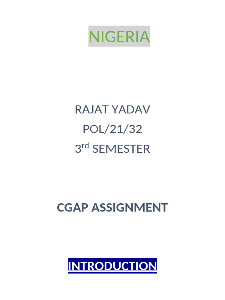 Pol 21 Rajat Yadav CGPA Assignment | PDF | Nigeria