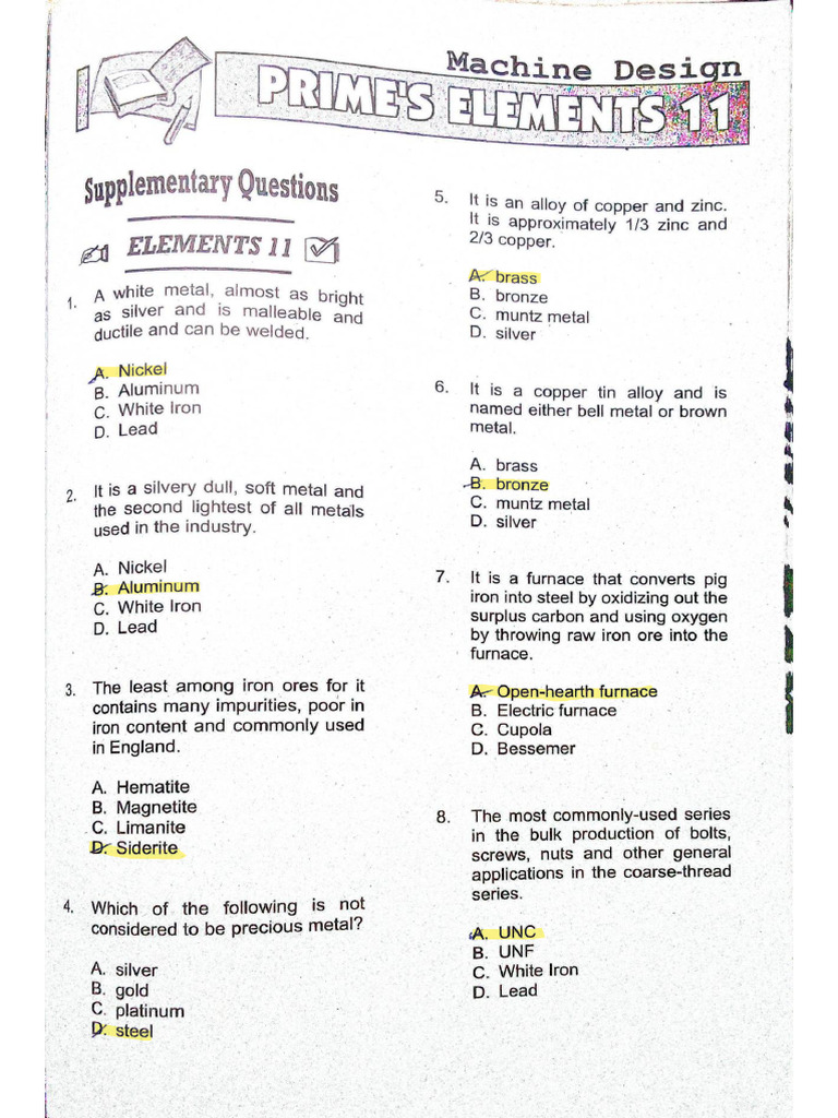 Elements 11-15 (With Answers) | PDF