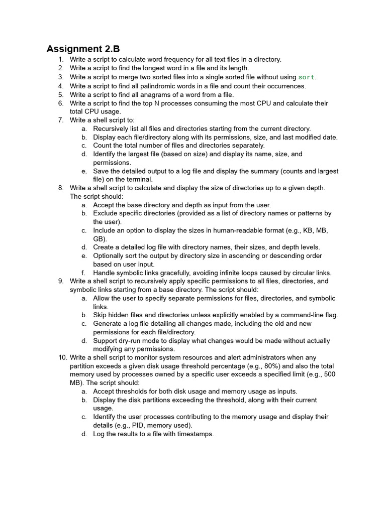 Assignment 2.B Unix ITW1 2025 | PDF | Computer File | Software