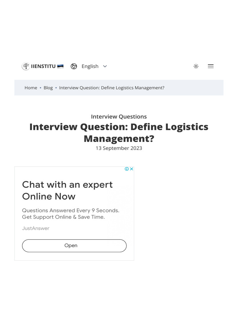 Interview Question - Define Logistics Management? - IIENSTITU | PDF ...