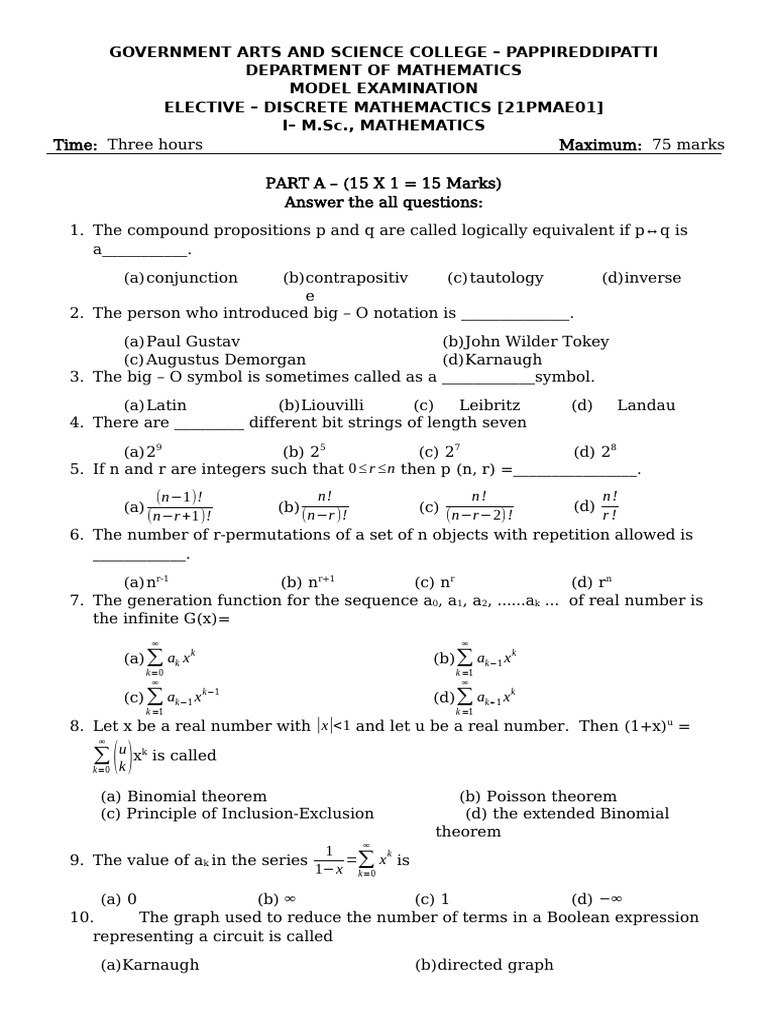 Elective Discrete mathematics | PDF | Infinity | Mathematical Objects