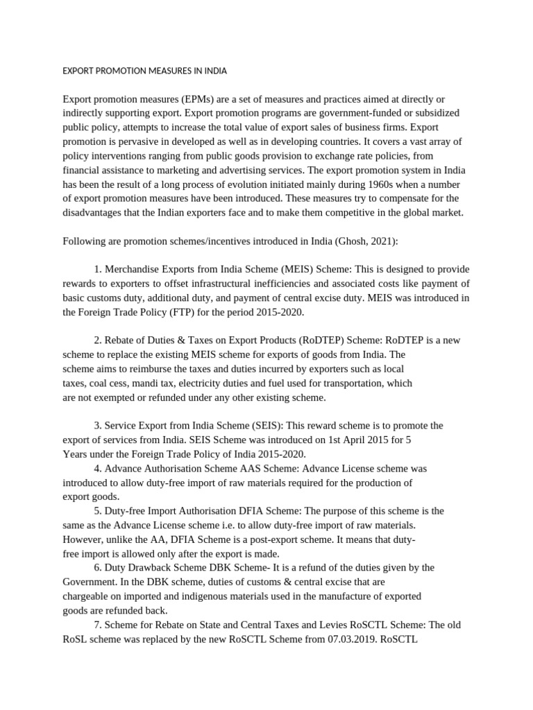 Export Promotion Measures in India | PDF | Value Added Tax | Taxes