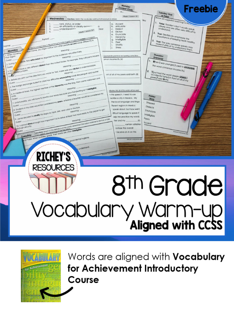 8th Grade Vocabulary Warm-up Slides | PDF | Stress (Linguistics ...