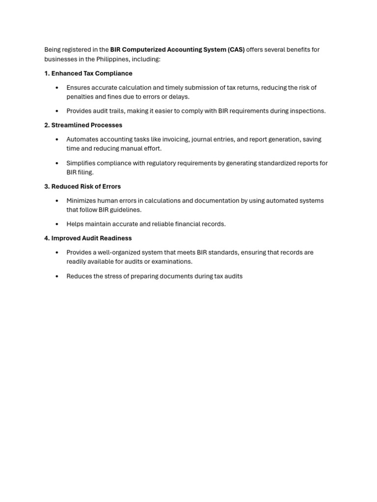 Being Registered in The BIR Computerized Accounting System | PDF