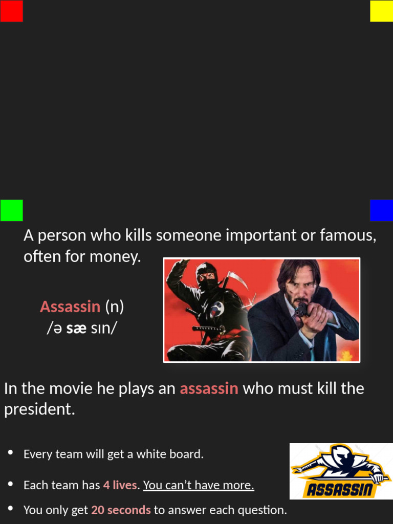 Assassin Game Rules and Questions | PDF