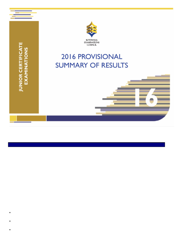 2016 Junior Certificate Exam Results Summary | PDF
