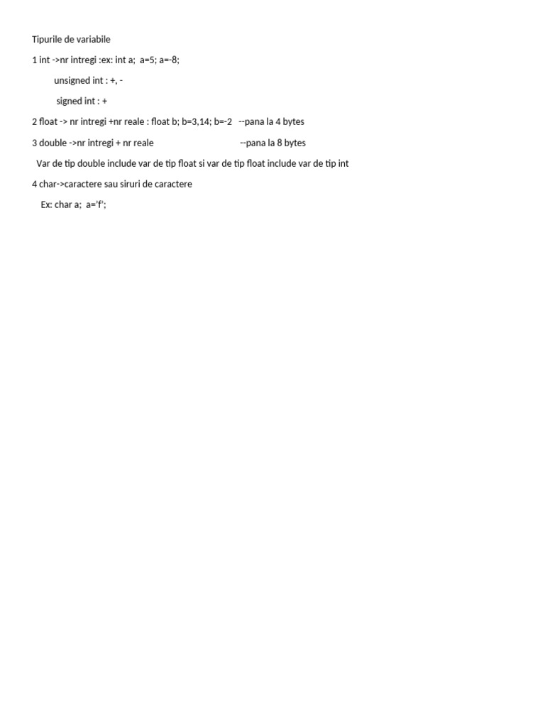 Tipurile de Variabile | PDF