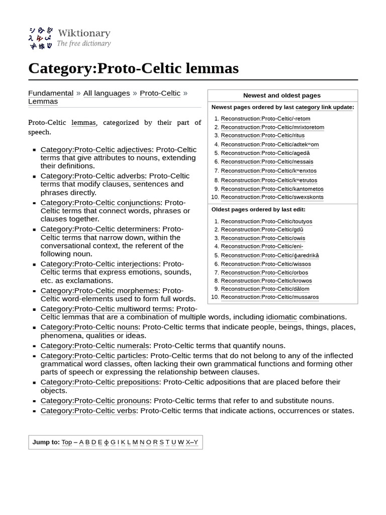 Category Proto-Celtic Lemmas | PDF | Part Of Speech | Noun