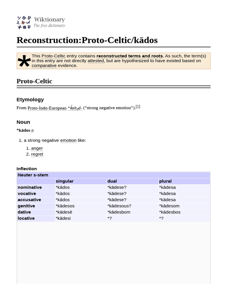 Reconstruction Proto-Celtic Kādos | PDF