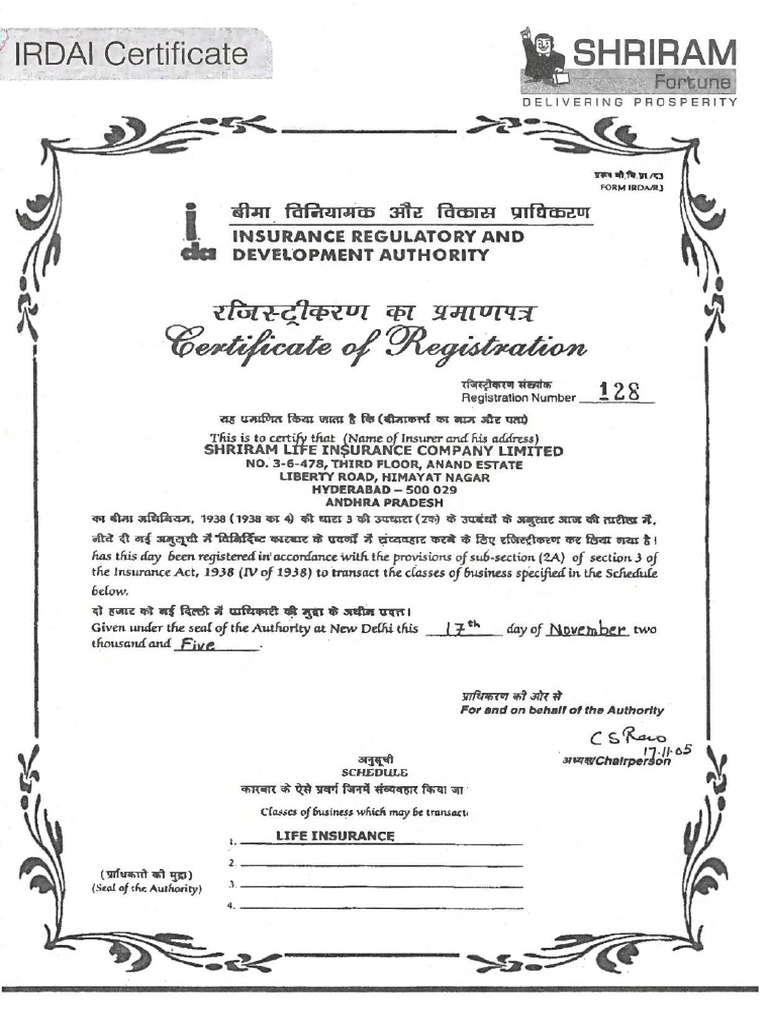 SLIC IRDA Certificate | PDF
