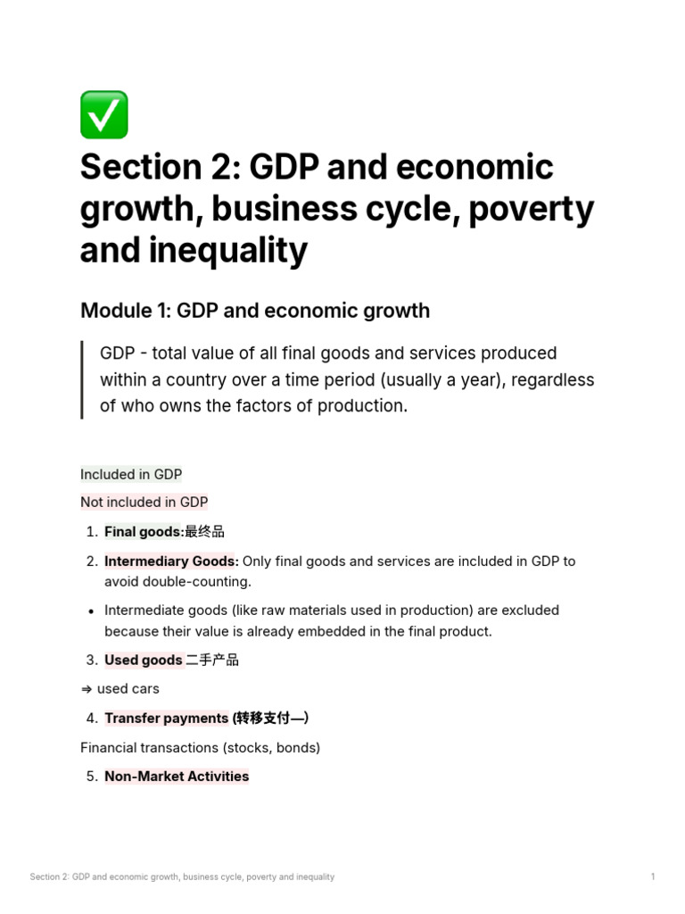 Section 12 GDP and Economic Growth Business Cycle Poverty and ...