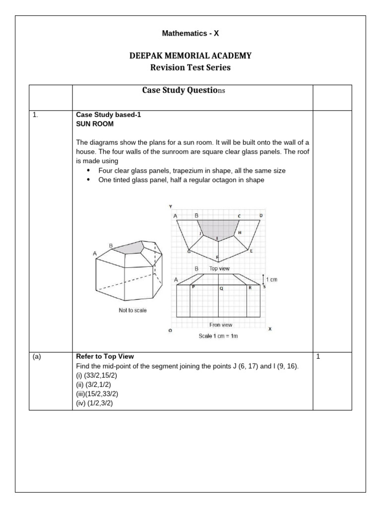 Mathematics X - Case Study Questions | PDF | Triangle | Elementary Geometry