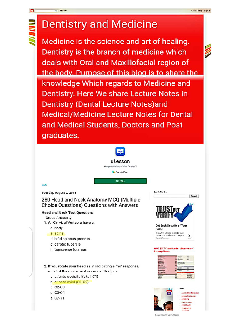 280 Head and Neck Questions and Answers | PDF