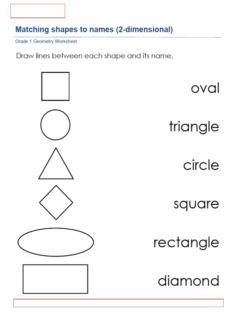 Grade 1 Shapes Matching Worksheet | PDF
