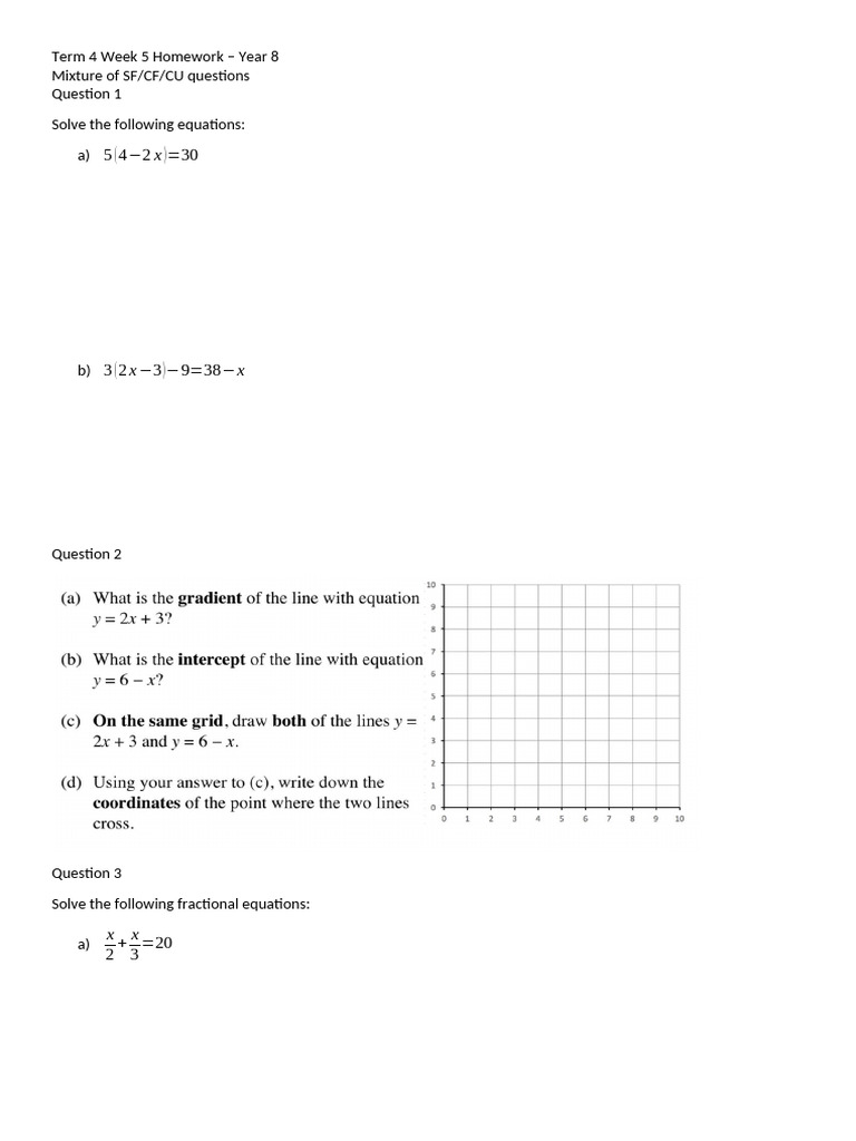 Year 8 Week 5 Homework Term 4 | PDF