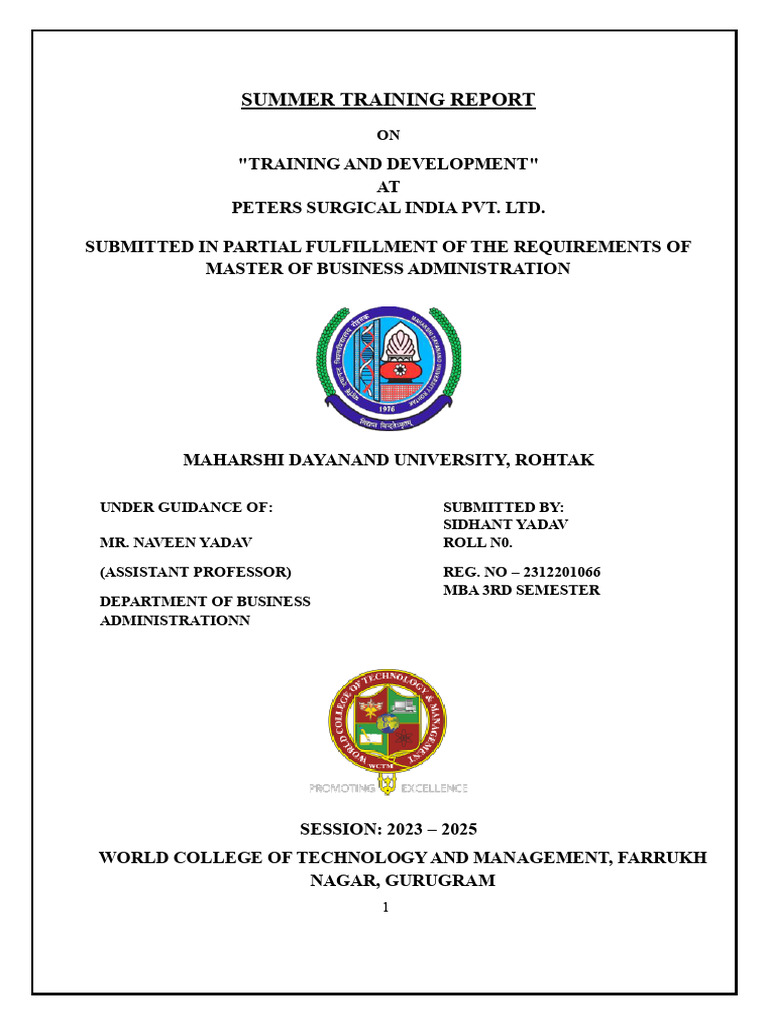 SUMMER TRAINING REPORT Sidhant Final | PDF | Survey Methodology ...