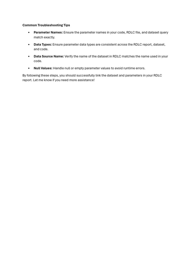 Common Troubleshooting Tips RDLC | PDF