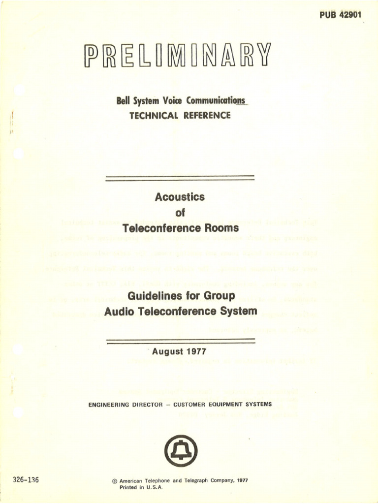 Acoustics of Teleconference Room Bell Labs | PDF