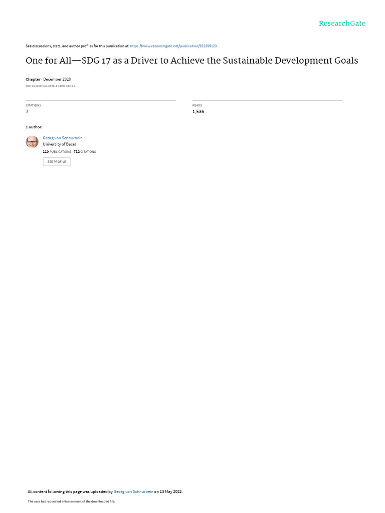 One For All-SDG 17 As A Driver To Achieve The Sust | PDF | Economic Development | Economies