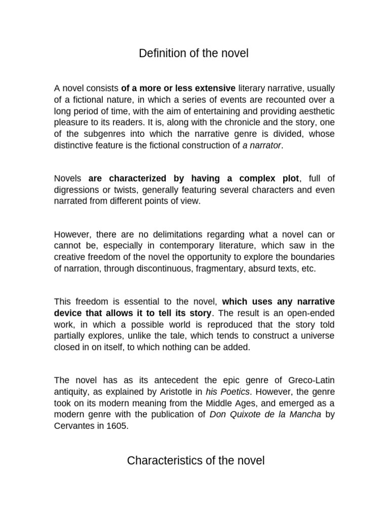 Understanding the Novel: Key Features | PDF | Narration | Narrative