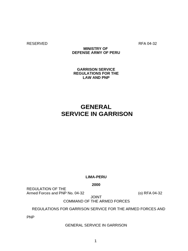 RFA -04-32 Garrison Service | PDF | Military Rank | Lieutenant