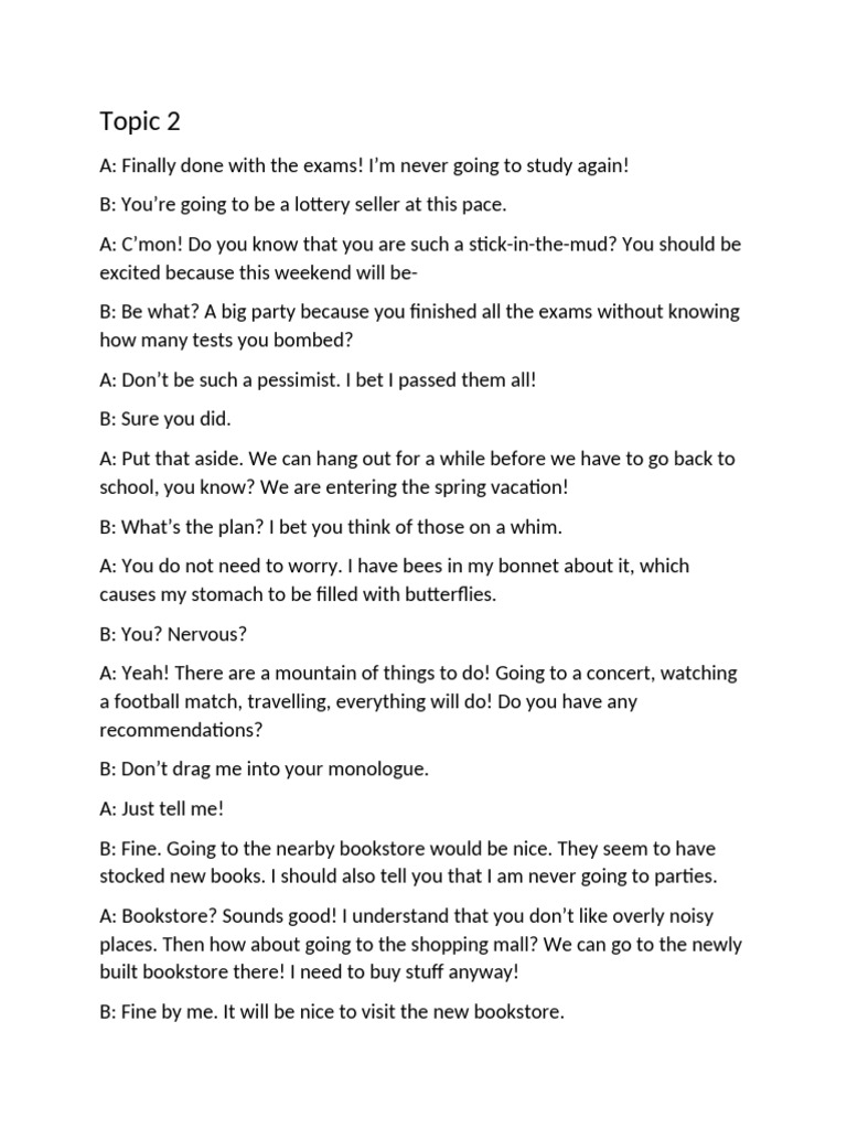 Topic 2 (Conversation) | PDF