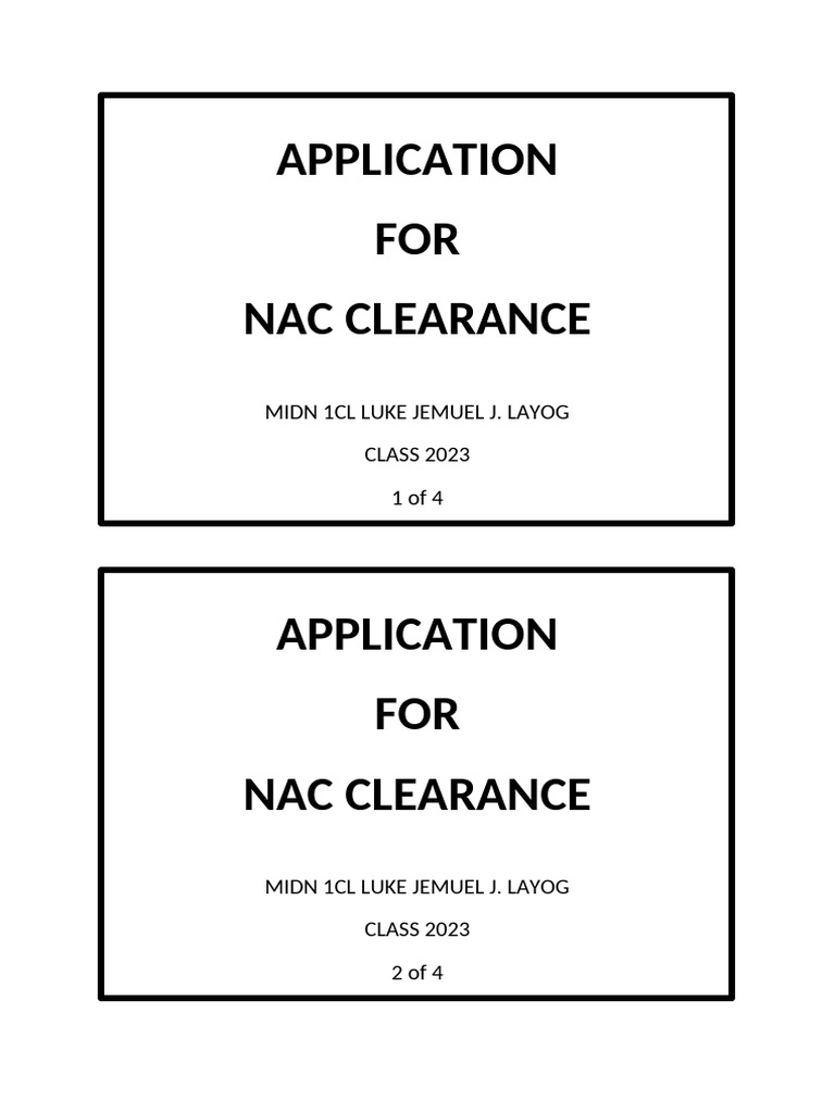 NAC Clearance Application 2023 | PDF