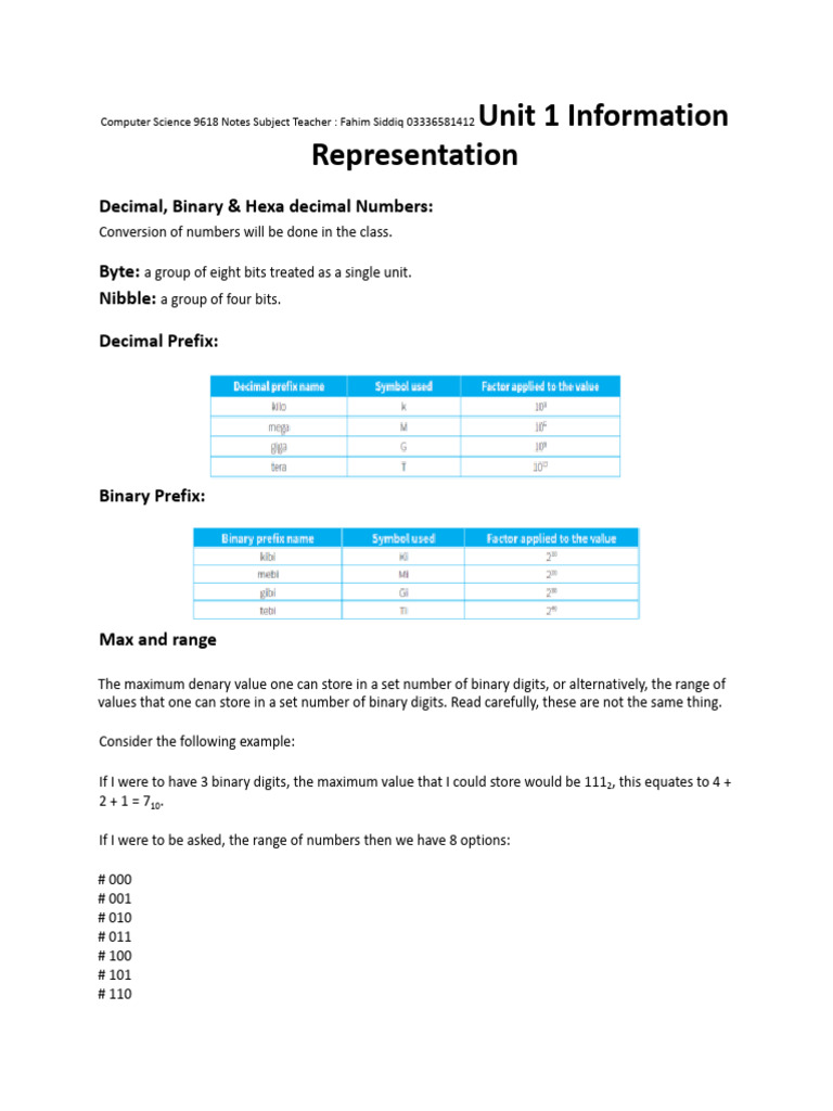 A Level Cs Ch 1 9618 Pdf Data Compression Image Resolution