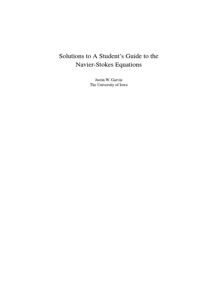 Student Guide To Navier-Stokes Solutions Manual | PDF | Flux | Pressure