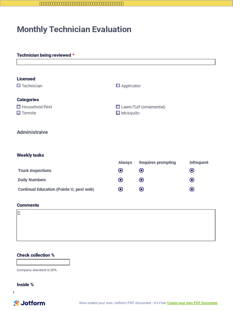 Monthly Technician Evaluation Form | PDF
